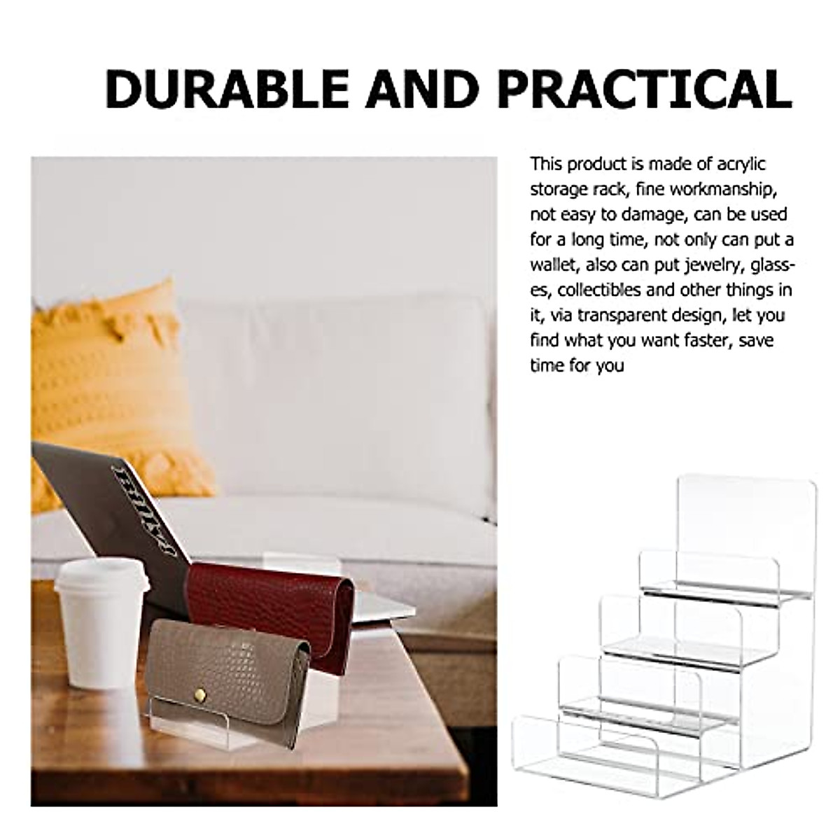 DOITOOL 4- Tier Handbag Purse Riser Display Shelf, Clear Acrylic Wallet Display Stand Holder, Jewelry Display Riser Shelf for Display Or Collection