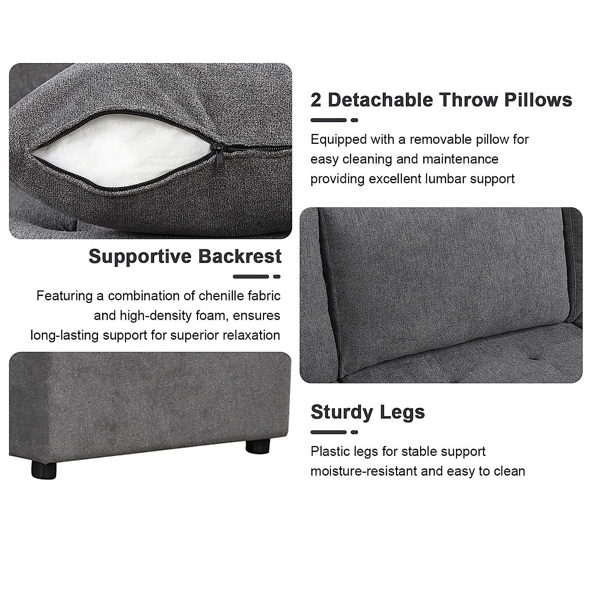 Suheww Pull-Out Sleeper Sectional, 117.3" Modular Sectional Sleeper Sofa with Pull Out Couch Bed, U Shaped Sectional Sleeper Sofa with Pullout for Living Room Grey