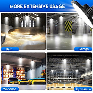Sararoom 6Packs 150W UFO LED High Bay Light with Motion Sensor, 5000K LED Shop Light with Remote Control 3 Modes, 22500LM LED Work Shop Light with 2.5' Cable for Factories Garage Workshop