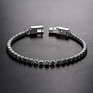 PROSTEEL Black Tennis Bracelets for Women 3mm Thin Stone 6.5 Inch Cubic Zirconia Crystal Bracelet