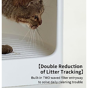 MS!MAKE SURE Cat Litter Box MAX - Stylish & Functional for Indoor Cats - 2023 New Modern Design - Large Space, Leak-Proof, and Odor-Free - Includes Litter Scoop - White