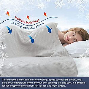 DANGTOP Cooling Blankets, 100% Rayon Derived from Bamboo, Cooling Blankets Absorbs Body Heat to Keep Cool on Warm Night, Ultra-Cool Lightweight Blanket(79x91 inches, Grey)