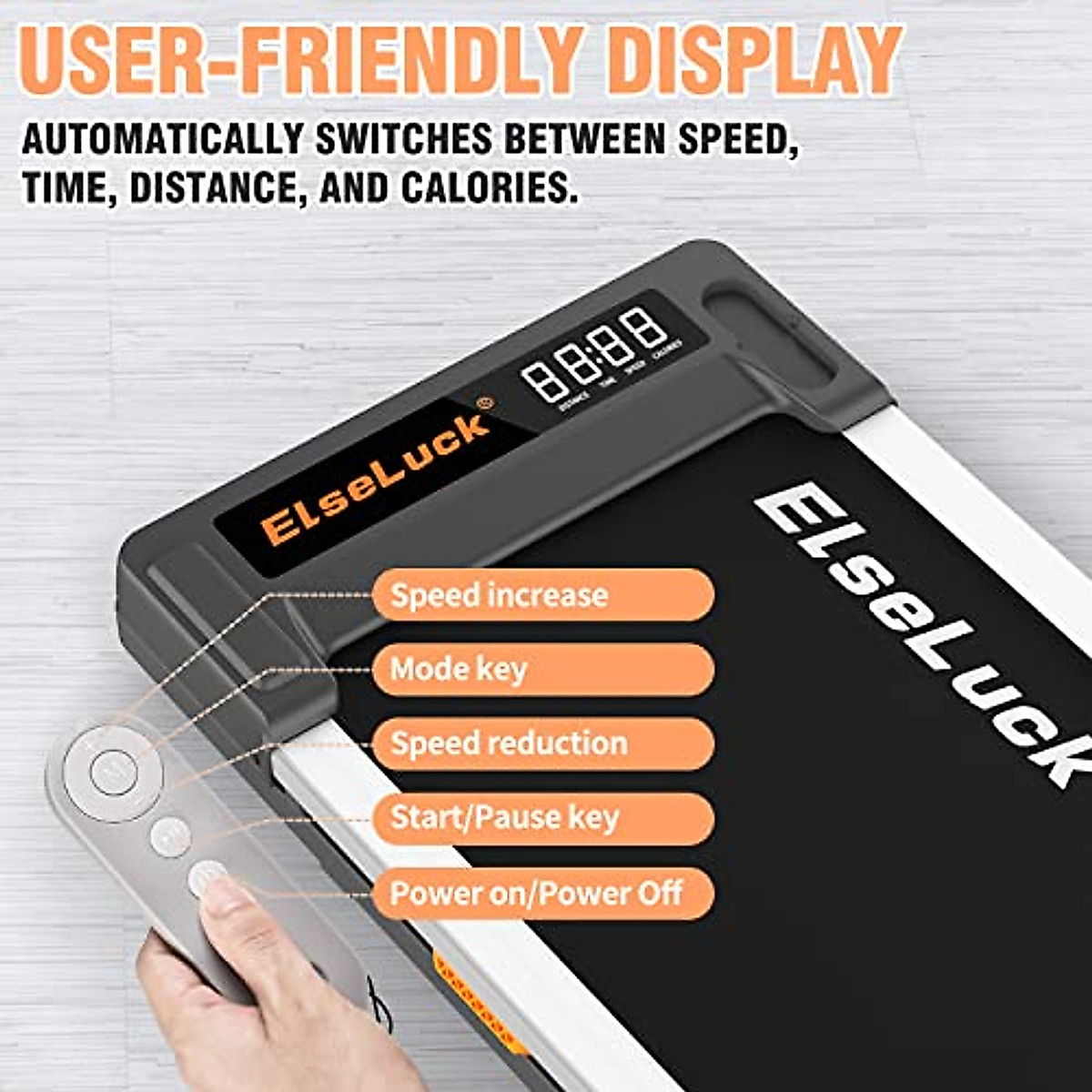 Elseluck Walking Pad, Under Desk Treadmill for Home Office, 2 in 1 Portable Walking Treadmill with Remote Control, Walking Jogging Machine in LED Display