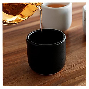 roro Hand Molded Ceramic Stoneware Tea and Coffee Serveware Matte Black Sipper Cups, Set of 2