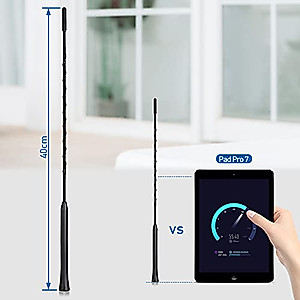 Eightwood Universal Vehicle Antenna Replacement 16 inch, AM FM Roof Mount Car Radio Antenna Mast, Flexible Rubber Antennae with M4 M5 M6 Threaded Adapter