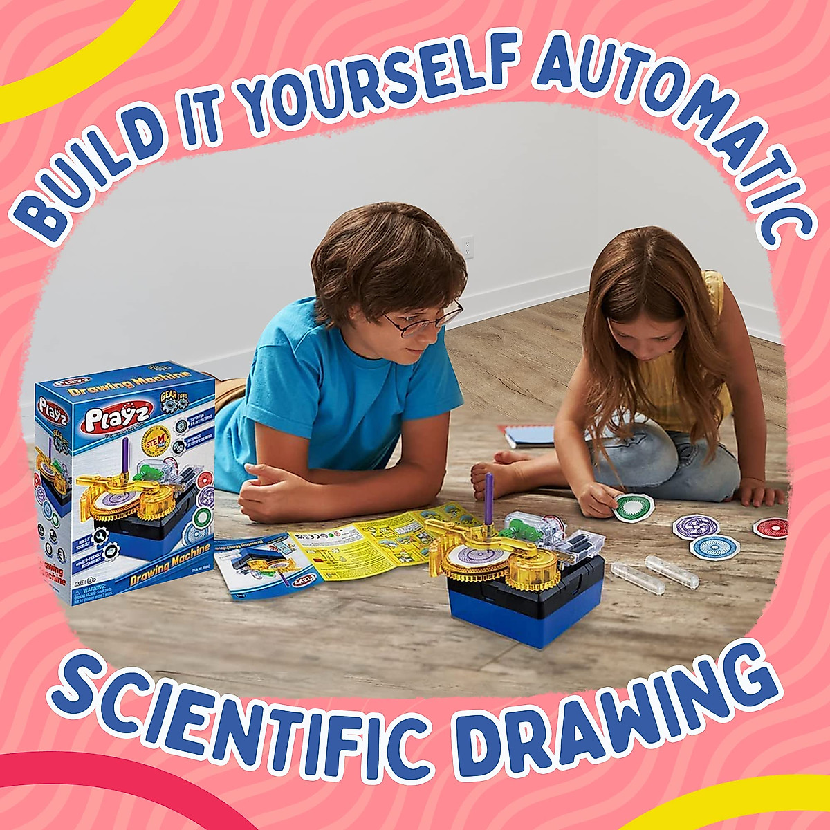 Playz Electric Drawing Kit for Kids - Motorized DIY Doodle Board - Build Your Own Electronic Circuit Board Doodler Using a Science Kit for Kids Age 8-12 - Perfect Arts & Crafts Toy for Boys, & Girls