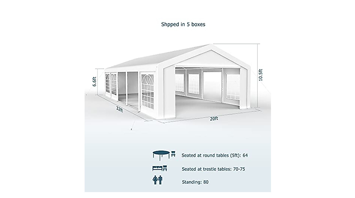 Heavy Duty 20'X32' Party Tent - Waterproof Galvanized Canopy