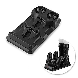 4 in 1 Charger for PS Move/Controller Gamepad Powered by Host USB, Fast Charging Base, with Charging Status Indicator, Controllers Organizer