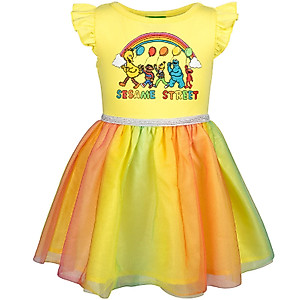 Sesame Street Bert and Ernie Big Bird Cookie Monster Infant Baby Girls Tulle Dress Yellow 18 Months