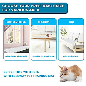 petnais Scat Mat Electronic Indoor Pet Training Mat for Dogs & Cats,LED Screen Keep Pets Away from Sofa, Counter, 3 Training Modes Shockproof Mat Deterrent Mat (12"x60")