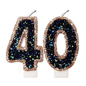 2.8" Blue Black Glitter Number Candles-Many Colors 40th Birthday Gifts Birthday Decorations Birthday Candles Numbers Happy Birthday Candles for Cake 2 Candle for Women for Men (Blue Black)
