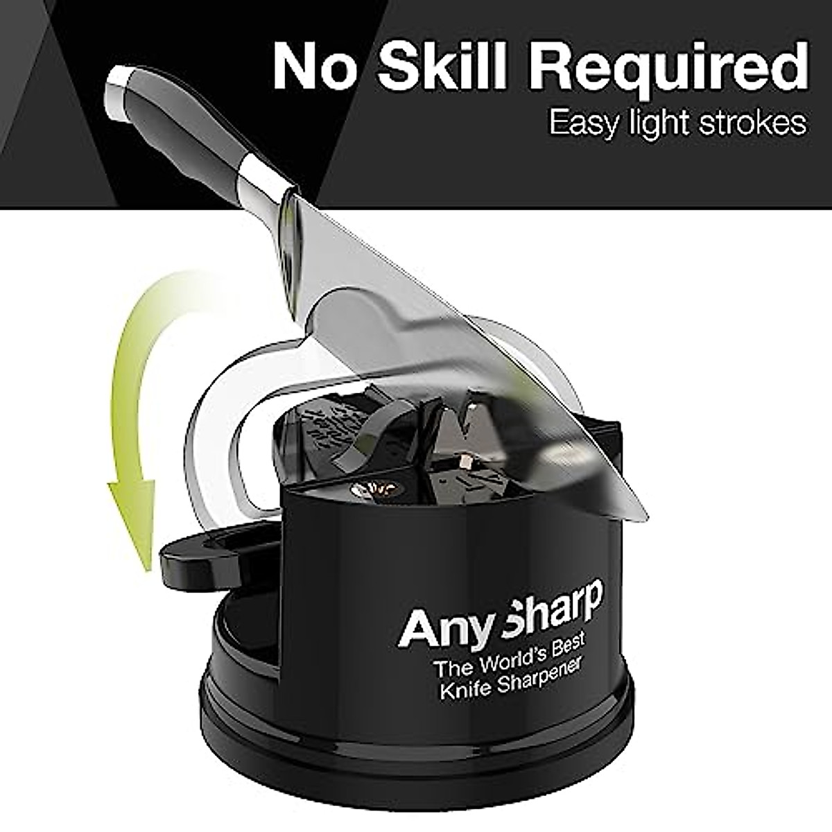 AnySharp Editions - World's Best Knife Sharpener - For Knives and Serrated Blades - Black
