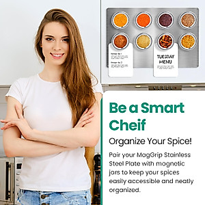 MagGrip GripPlate Stainless Steel Plate Spice Jar Grips | Easily attach over 6 Large 6.5 x 9 Inches | Any Space, Any Place not Included