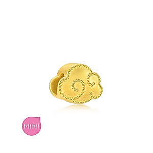 CHOW SANG SANG 999 24K Solid Gold Lucky Ruyi Cloud Mini Charm Blessing Bracelet for Women 92439C (Gold, 17 CM)