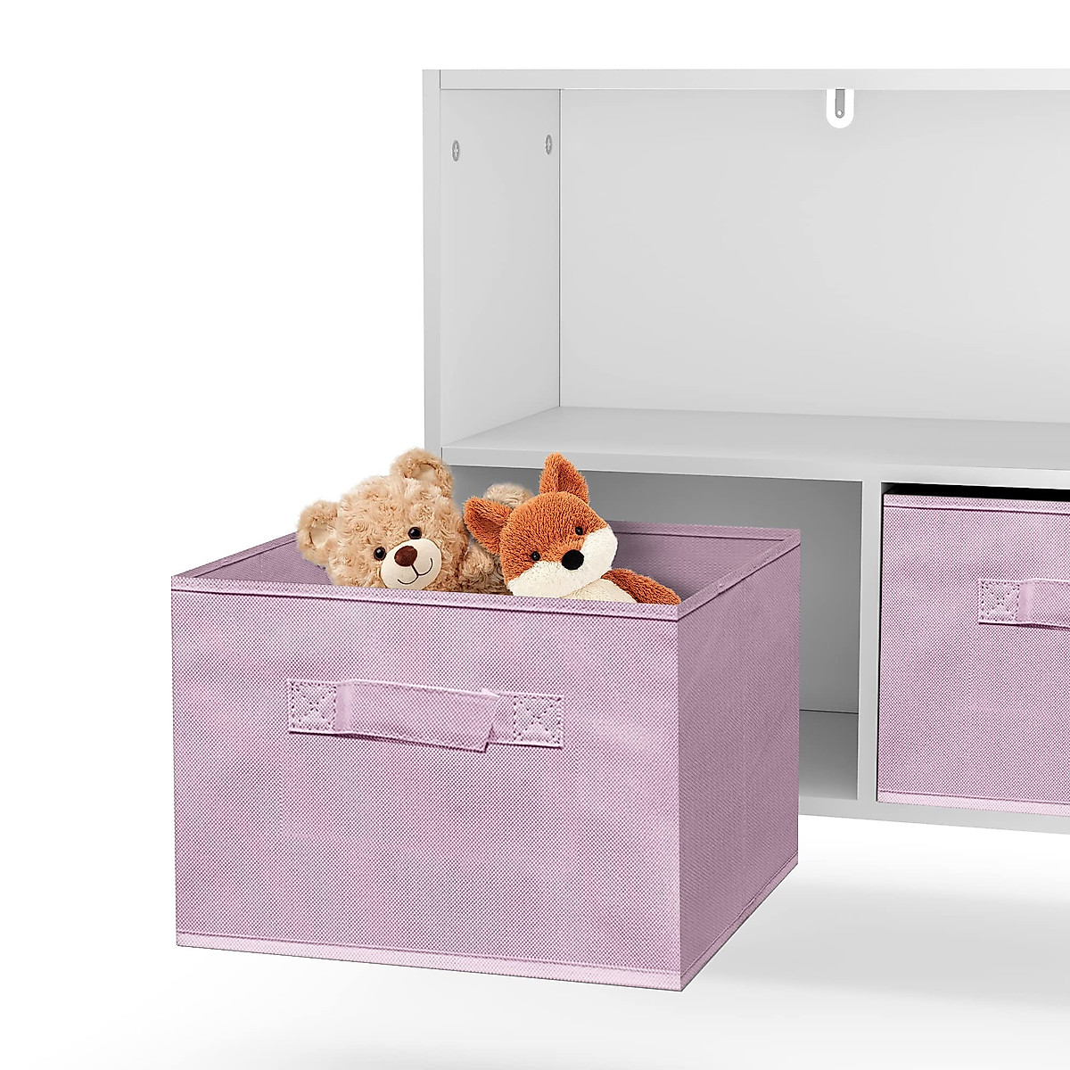 Zacis Kids Bookshelf, Kids Book Rack with Collapsible Fabric Drawers, Toy Storage Organizer Cabinet Bookcase for Kids Room, Nursery, Playroom, Bedroom