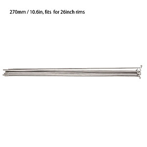 Bike Spokes, 10 Sets 14G Stainless Steel Spokes 270mm/10.6in with Nipples for Road Mountain Bike(270mm)