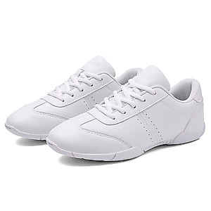NIYAOSM Girls White Cheer Shoes Comfortable School Shoes for Girls Cheerleading Dancing Women Competition Training Sneakers Size 6