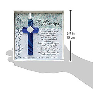 Sentimental Gift for Grandpa from Granddaughter/Grandson for Father's Day/Christmas/Birthday-Handmade in USA Glass Cross-Religious Gift for Grandpa -Gift for Grandfather