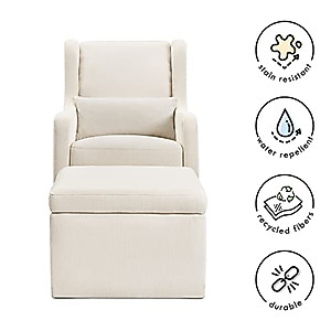 Carter's by DaVinci Adrian Swivel Glider with Storage Ottoman in Performance Cream Linen, Water Repellent and Stain Resistant, Greenguard Gold & CertiPUR-US Certified