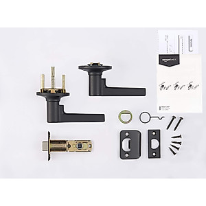 Amazon Basics Manchester Door Lever - Passage - Matte Black, 6-Pack