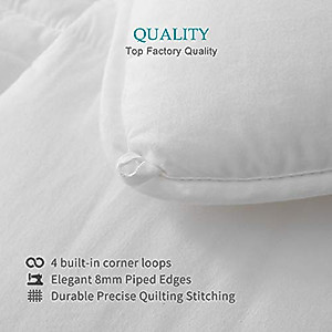 Oaken-Cat Lightweight All-Season Down Alternative Comforter Full/Queen - 100% Cotton Cover Ultra-Soft Breathable Microfiber Quilted, Cooling Thin Duvet Insert for Warm/Hot Sleepers(88x88, White)