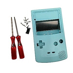 Cowhilan Replacement IPS Full Housing Shell Case + Screwdrivers Compatible with Gameboy Color GBC IPS Highlight Screen Console, Blue