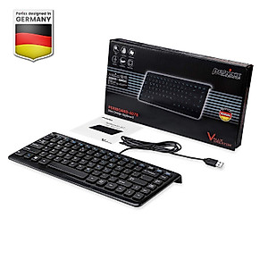 Perixx PERIBOARD-407B US, Wired USB Mini Keyboard with 11 Hot Keys - Glossy Black - US English Layout