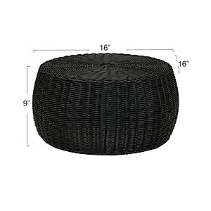 Household Essentials Handwoven Resin Storage Stool Ottoman, Black
