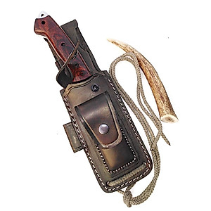 Ottoza Handmade Leather Knife Sheath SIDE DRAW Knife Sheath - Bushcraft Knife Sheath - Hunting Knife Sheath - Survival Knife Sheath - Vertical Knife Sheath Dark Brown TOP GRAIN LEATHER No:207