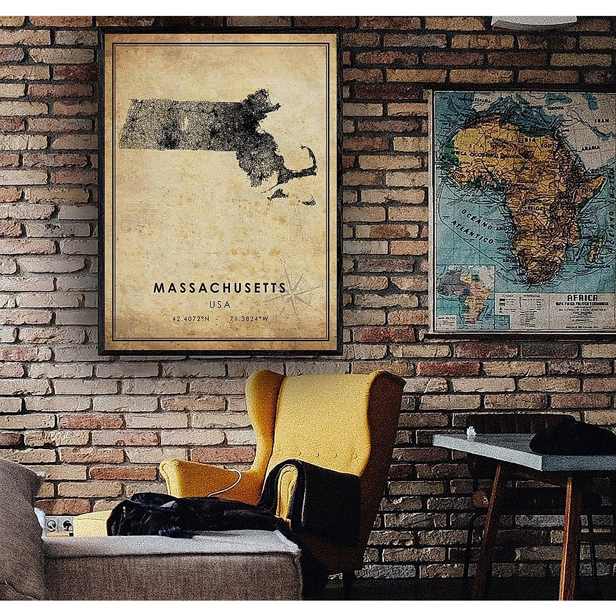 Massachusetts Vintage Map Print Massachusetts Map USA Map Art Massachusetts City Road Map Poster Vintage