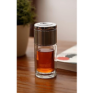 HOLYVIEW 220ml/7.4oz Double Wall Water Bottle with Tea Filter, Glass Tea Mug with Removable tea infuser