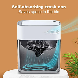 MOPUP Touchless Bathroom Trash Cans, Waterproof Motion Sensor Bedroom Garbage Can, 3.5 Gallon Slim Plastic Narrow Small Dogproof Trash Bin for Office,Living Room,Kitchen, White