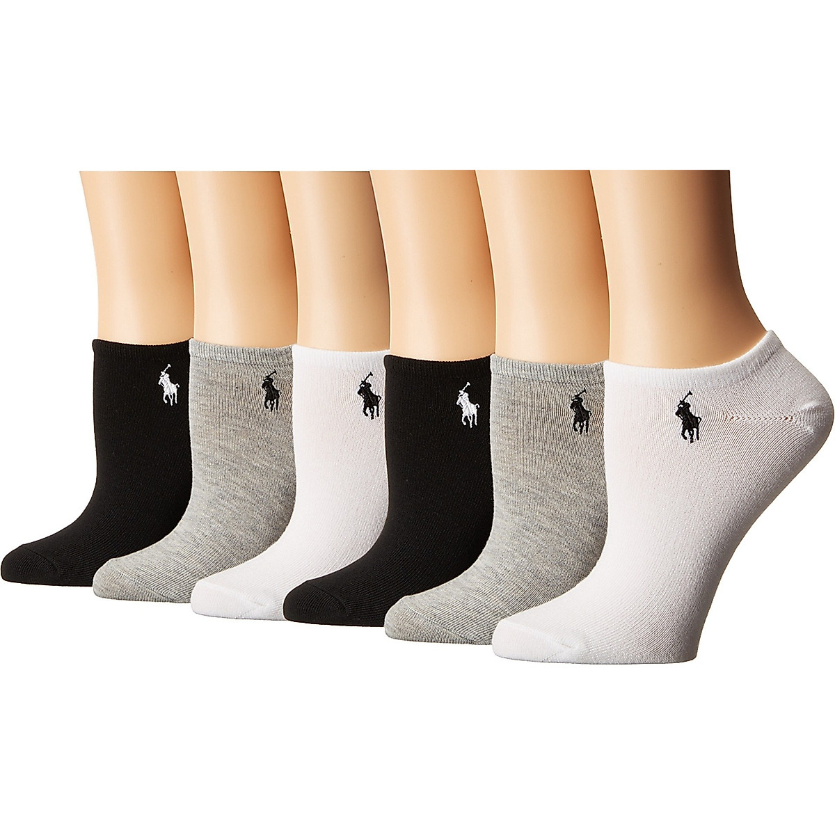 Polo Ralph Lauren Blue Label Ultra Low Flat Knit Anklet Sock - 6 Pack (727704) O/S/Assorted