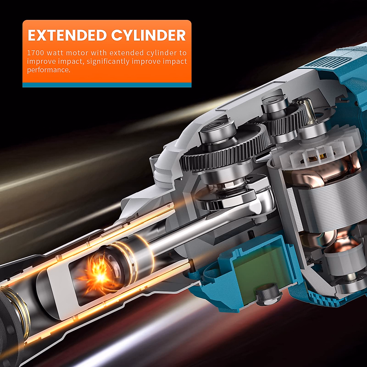 Berserker 1700W 30-Pound SDS-Hex Demolition Jack Hammer,1-1/8" 14-Amp Corded Electric Heavy Duty Demo Chipping Hammer Concrete/Pavement Breaker with Carrying Case Flat Chisel Bull Point Chisel