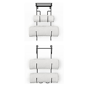 SODUKU Wall Mount Metal Wine/Towel Rack with Top Shelf