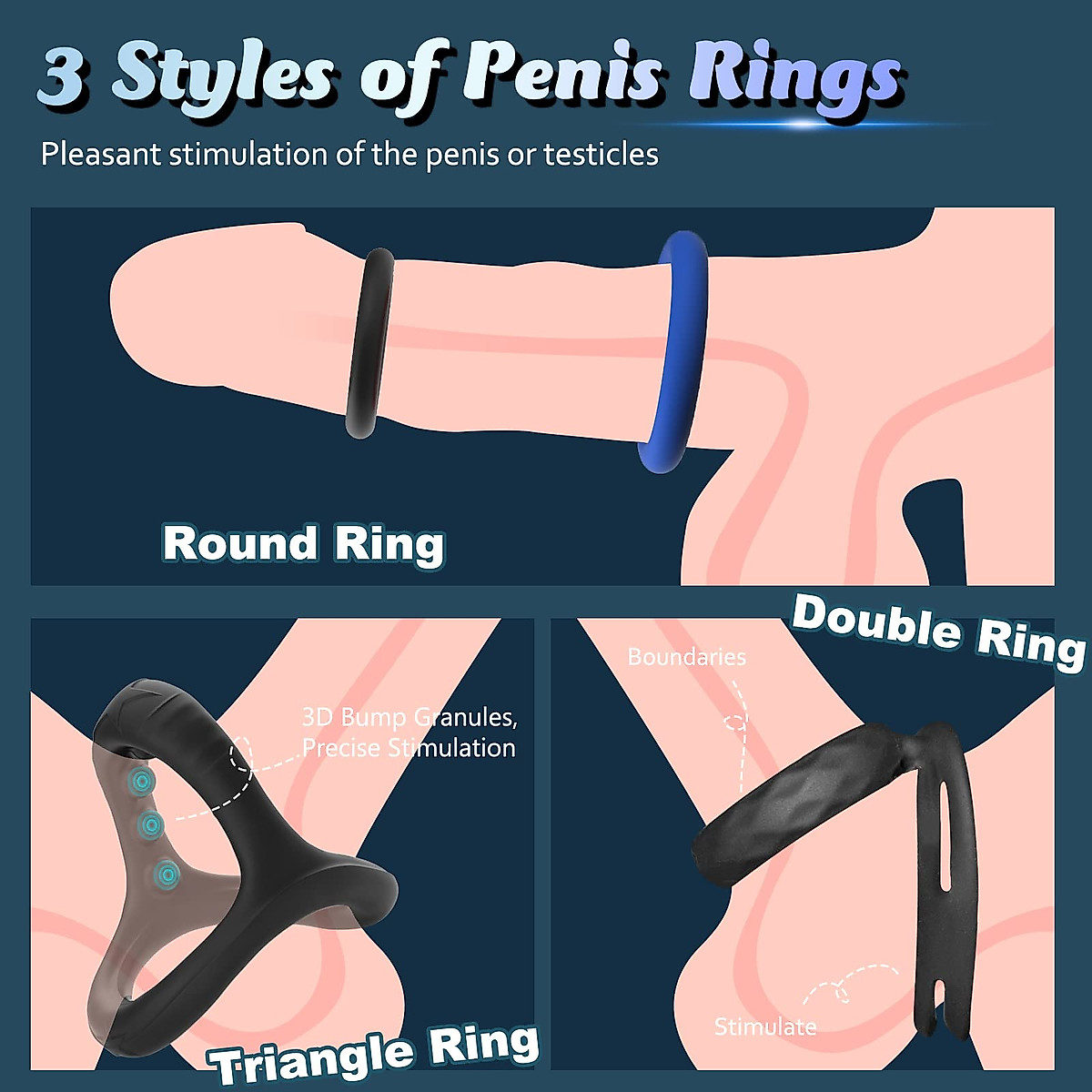 Linsecn 8 PCS Cock Ring Set Penis Ring, Silicone Cock Penis Rings for Penis Erection Enhancing and Sex Longer Lasting Stronger, Male Dildo Stretchy Adult Sex Toys Games for Men Women Couples Pleasure