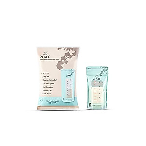 90 Count Zomee Breast Milk Storage Bags - 8 OZ/240 ML, Leak Proof, Double Zipper Seal, Self-Standing, for Storage of Breast Milk in Fridge or Freezer