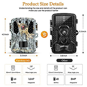 Hawkray Trail Camera 20MP 1080P，Free 32G Micro SD Card and 4AA Batteries,120°Wide-Angle Motion Latest Sensor View 0.2s Trigger time,IP65Waterproof，Game Cameras for Wildlife Monitoring…