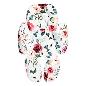 CARUILI 2-in-1 Infant Car Seat Insert for Newborn, Car Seat Head Support Baby Girls Boys, Extra Soft Preemie Carseat Head Support Cushion Pillow for Baby Car Seats, Strollers, Bouncers, Floral