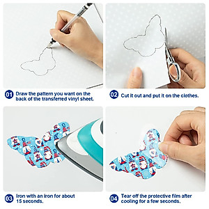 FAFAN Clear Adhesive Independence On Bundle Heat Bundle Vinyl Patterns for Shirts Happy Suitable Vinyl HTV Transfer Day Heat Transfer Vinyl Vinyl Sheets Clear Roll (D, One Size)