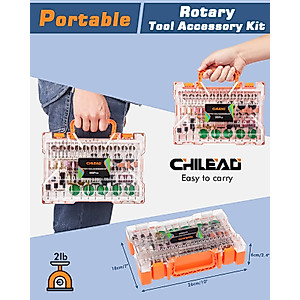 CHILEAD Rotary Tool Accessories Kit, 500 Pcs Accessory Set, 1/8"(3.2mm) Diameter Shanks, Universal Fitment Bits for Easy Cutting, Sanding, Grinding, Sharpening, Carving, Drilling, Polishing, Engraving