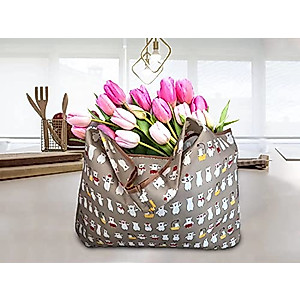 Wayideal Reusable Grocery Bags,Washable/Durable Nylon Outdoor Bags，Set of 5 XXL-Shopping Holiday Folding Tote Bags,(RainbowStripe,PolarBear,Lemon,CartoonQhale,PinkHeart)