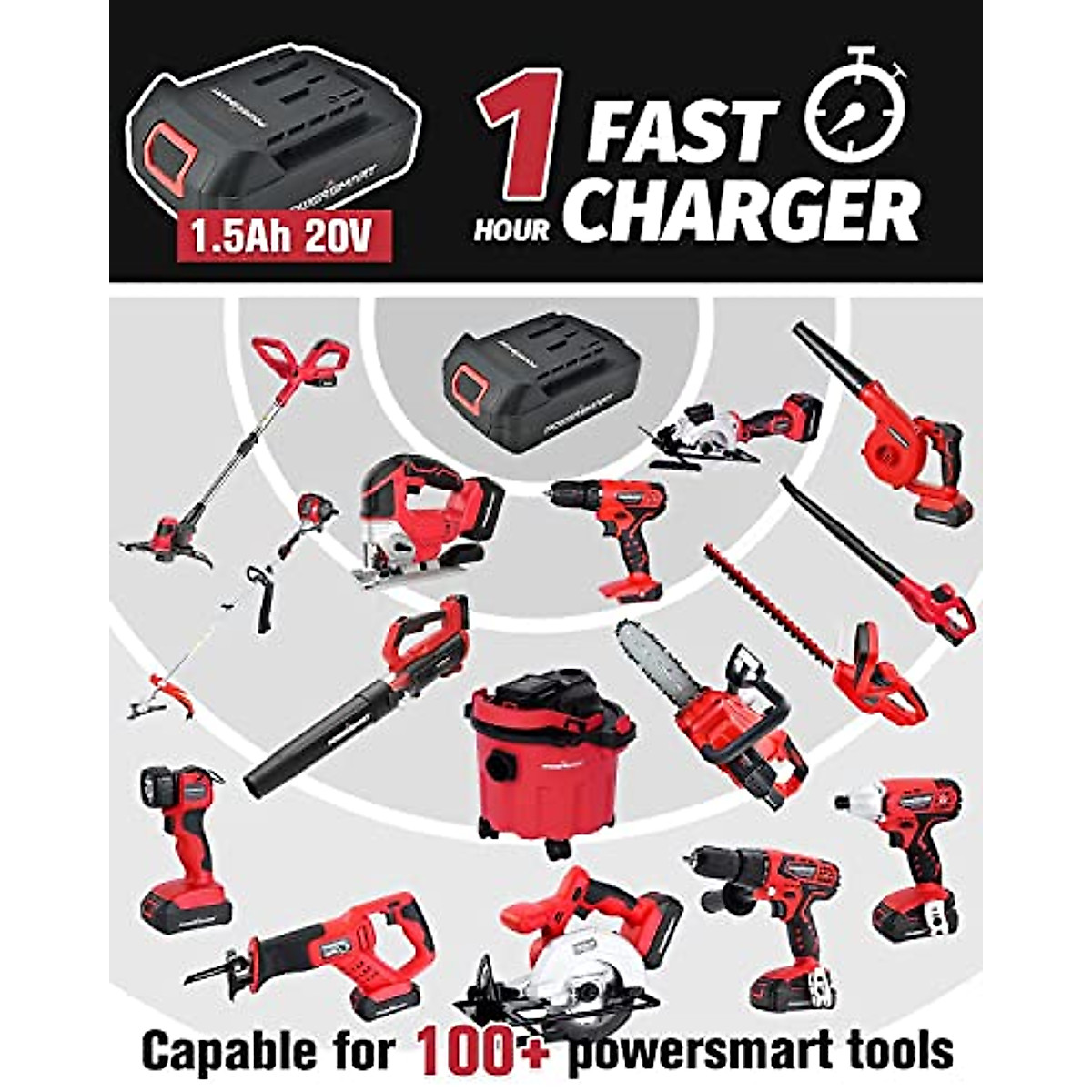 PowerSmart Cordless Drill Driver, 20V Drill Driver Brushes, 300 in-lb Torque Impact Drill Driver, 3/8'' Chuck, Power Drill Driver Built-in LED, 1.5Ah Lithium-Ion Battery & Charger Included