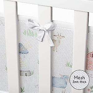 Sweet Jojo Designs + BreathableBaby Farm Animals Boy Girl Breathable Mesh Crib Liner Anti-Bumper Baby Infant Gender Neutral Watercolor Farmhouse Barn Horse Cow Sheep Chickens Nature Trees Gray Green