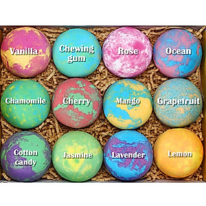 Bath Bombs for Kids with Toys Inside for Girls Boys - Lisotera 12Pcs Bulk Large Size Gift Set for Women Kids Safe Bubble Bath Fizzies Spa Fizz Balls Kit (Package May Vary)