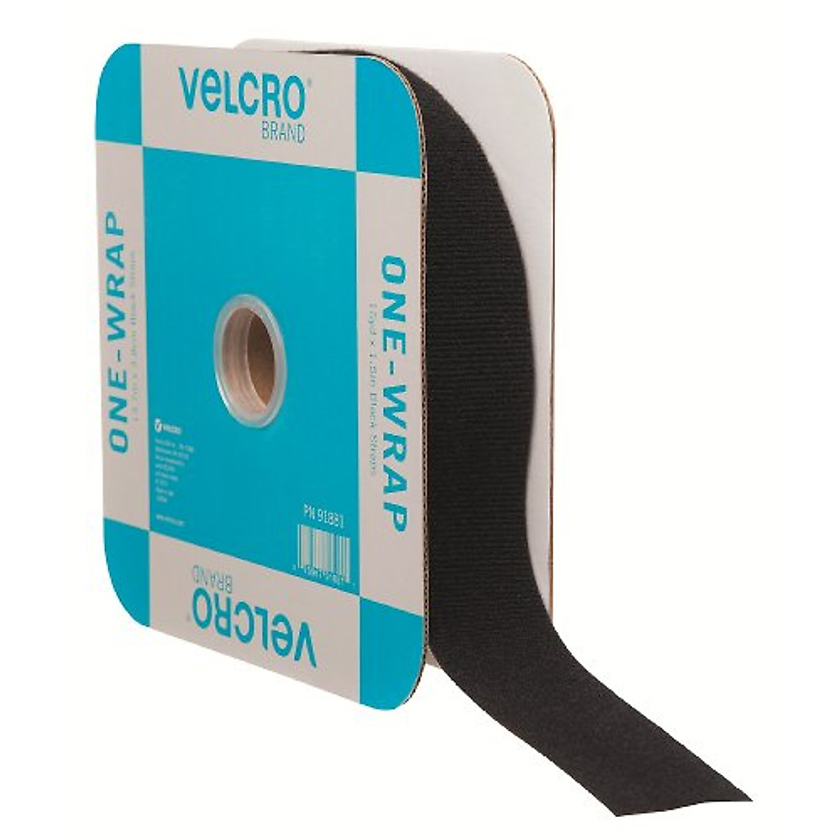 VELCRO Brand ONE-WRAP Double Sided Roll | 45 Ft x 1-1/2 In | Cut to Length Straps Heavy Duty | Bundling Ties Fasten to Themselves for Secure Hold, Black (91881)