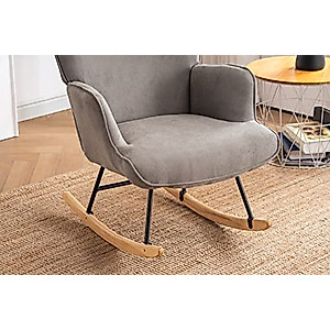 Devion Furniture Shaman Rocking Chair, Wood,Gray 26D x 31W x 37H in