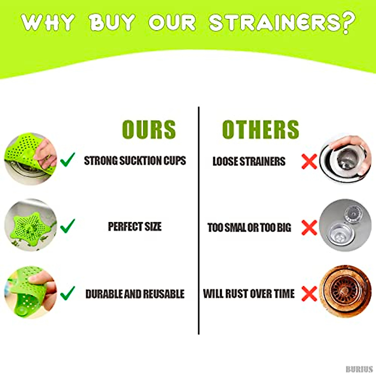 3Pcs Starfish Rubber Sink Strainers - Drain Hair Catcher - Kitchen Sink Strainer Stopper Silicone Drain Cover - Tub Drain Hair Catcher, Bathroom Sink Drain Strainer for Sink, Bathtub Strainer