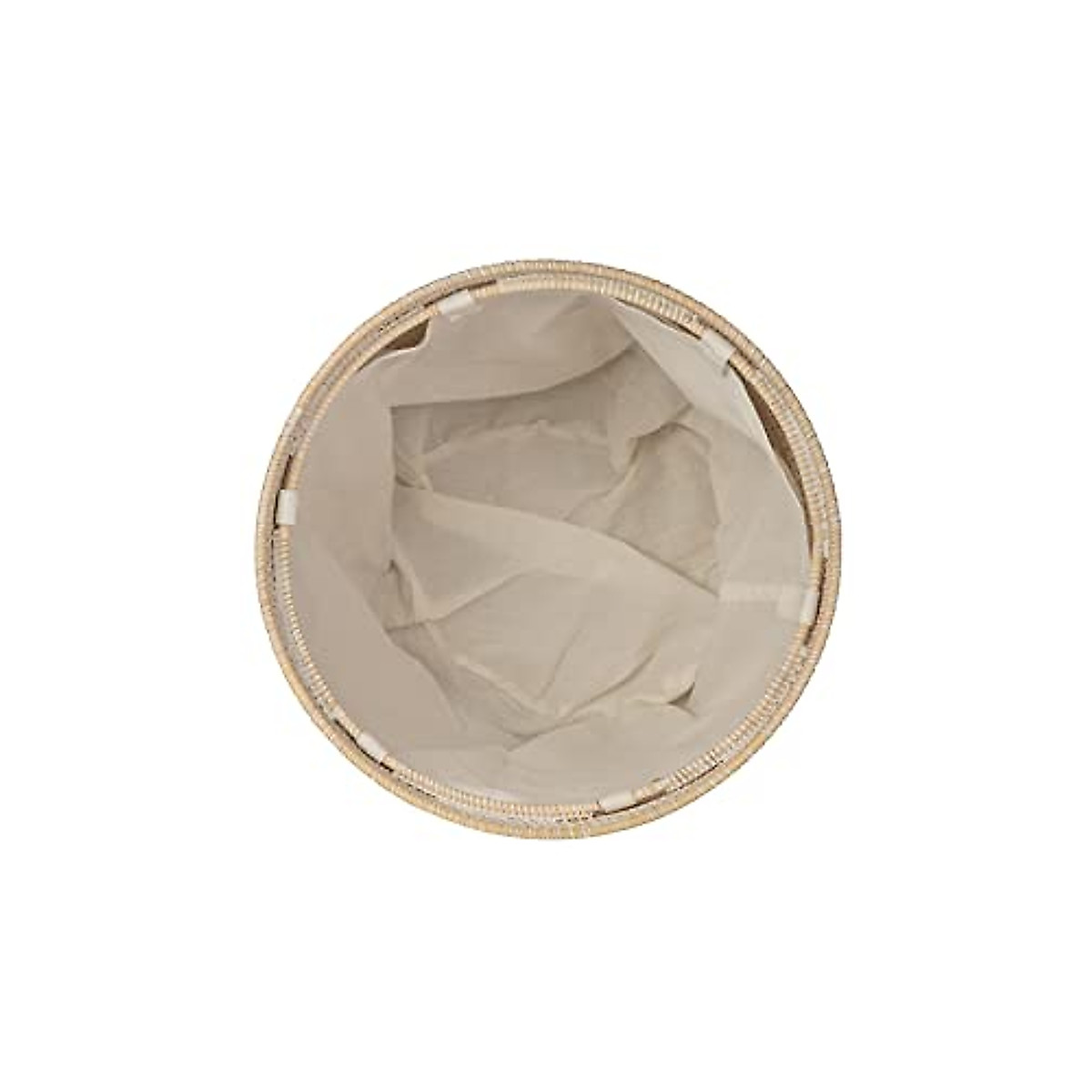 KOUBOO Loma Round Rattan Hamper and Laundry Basket with Lid Removable White-Wash