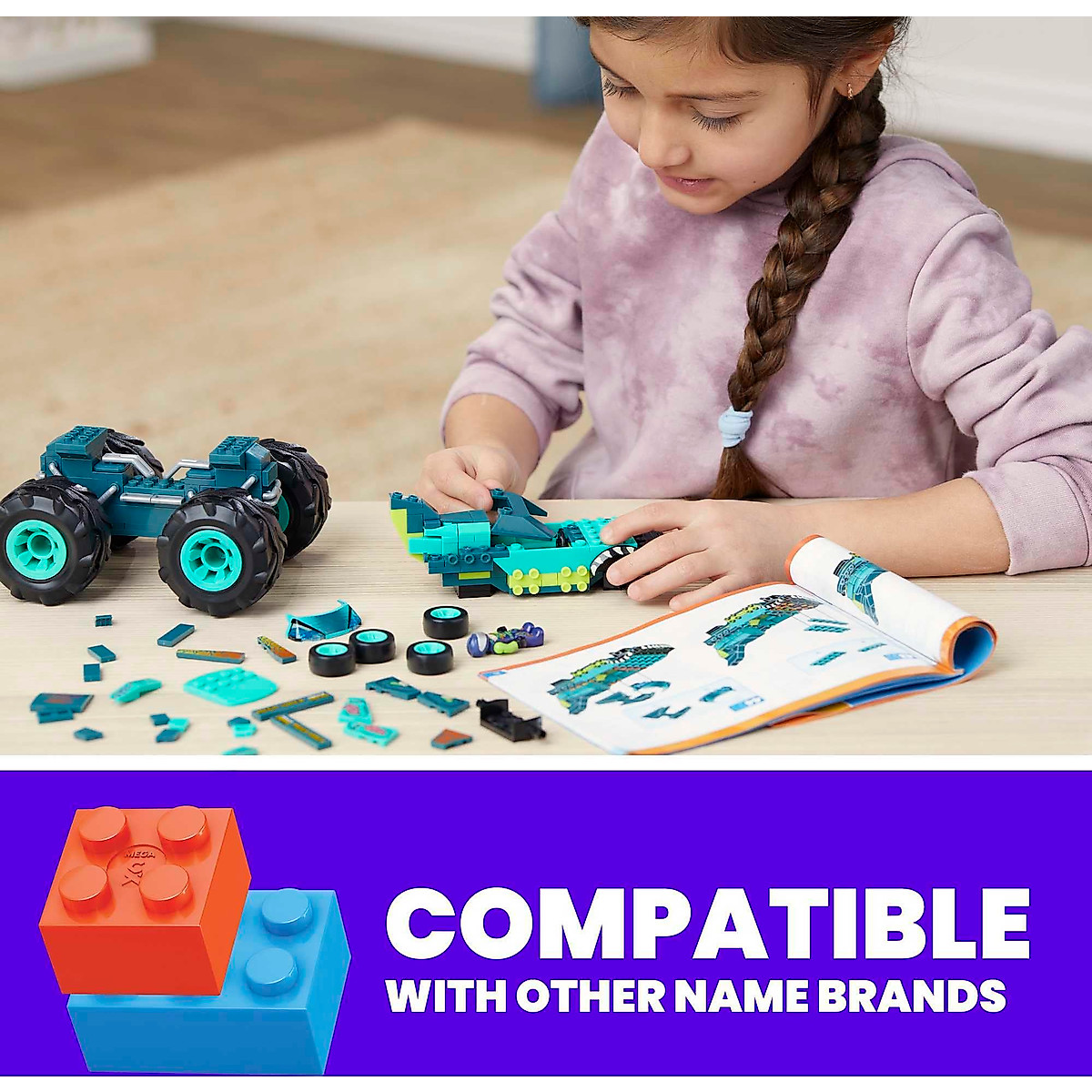 MEGA Construx Hot Wheels Monster Trucks Toy Car Building Set, MEGA-Wrex with 187 Pieces, 1 Micro Action Figure Driver, Red, Kids Age 5+ Years